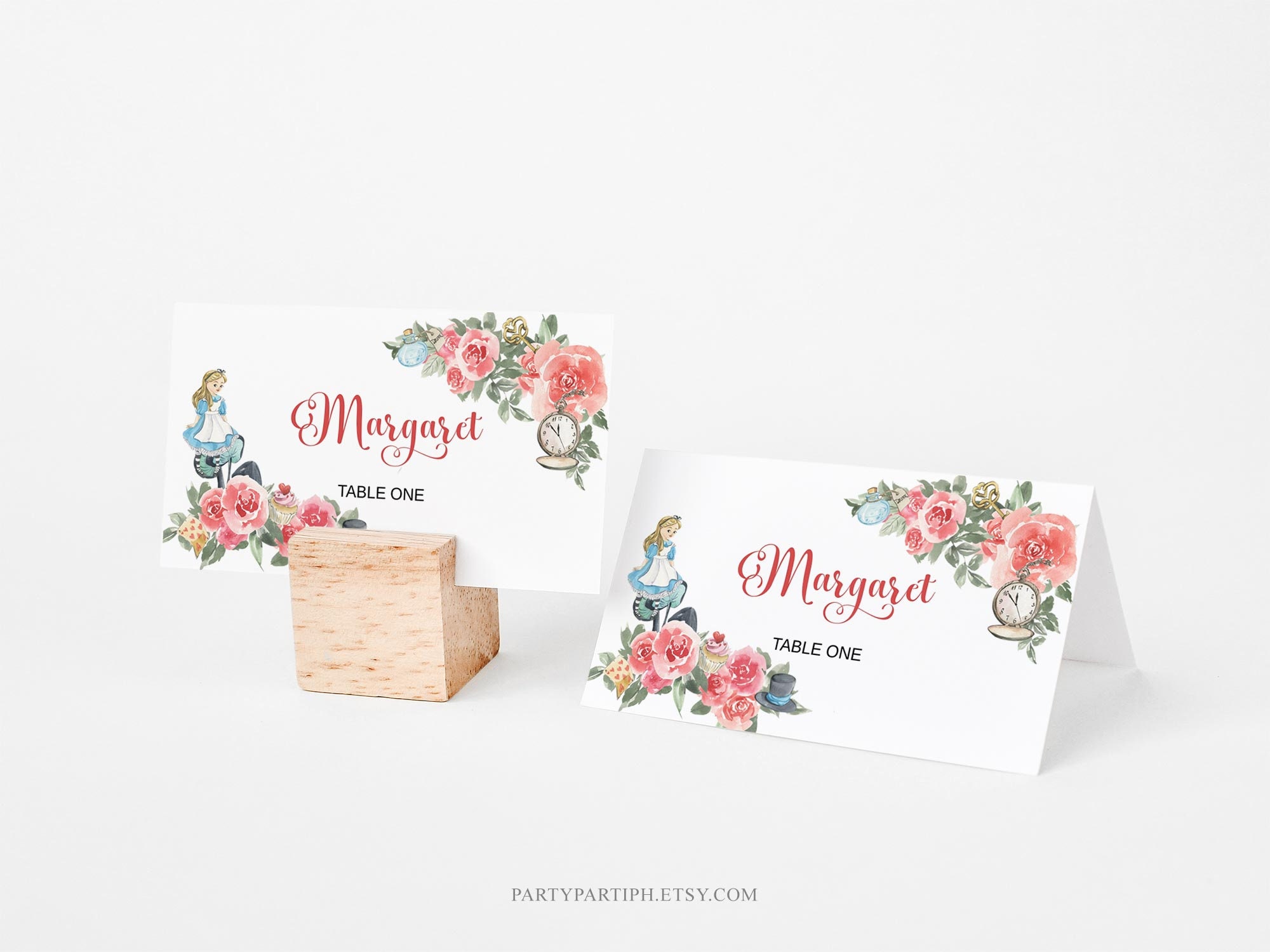 Editable Alice in Wonderland Place Cards Template Instant Download ...