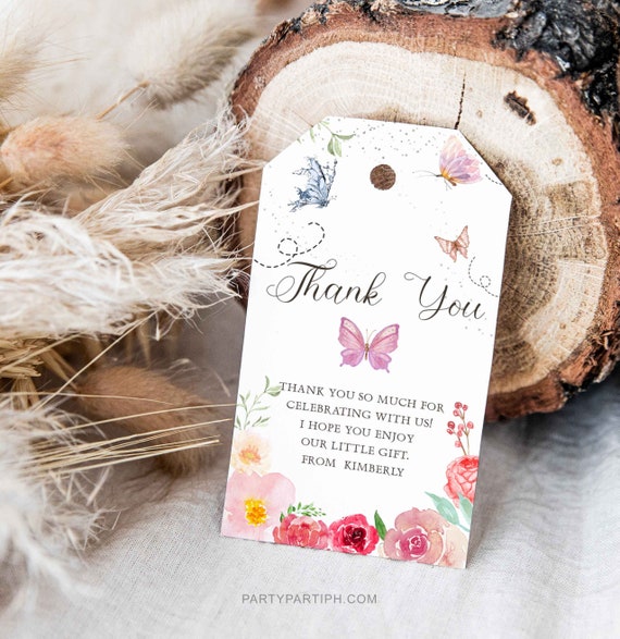 Paper & Party Supplies Printable Butterfly Tag Editable Butterfly Favor ...