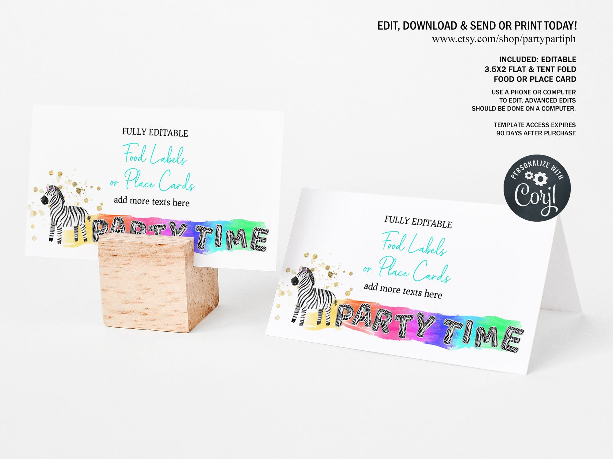 Editable Zebra Place Cards Template Instant Download Safari Table Name ...