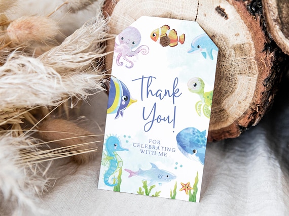 EDITABLE Under the Sea Favor Tags, Nautical Theme Gift Tags, Thank You ...