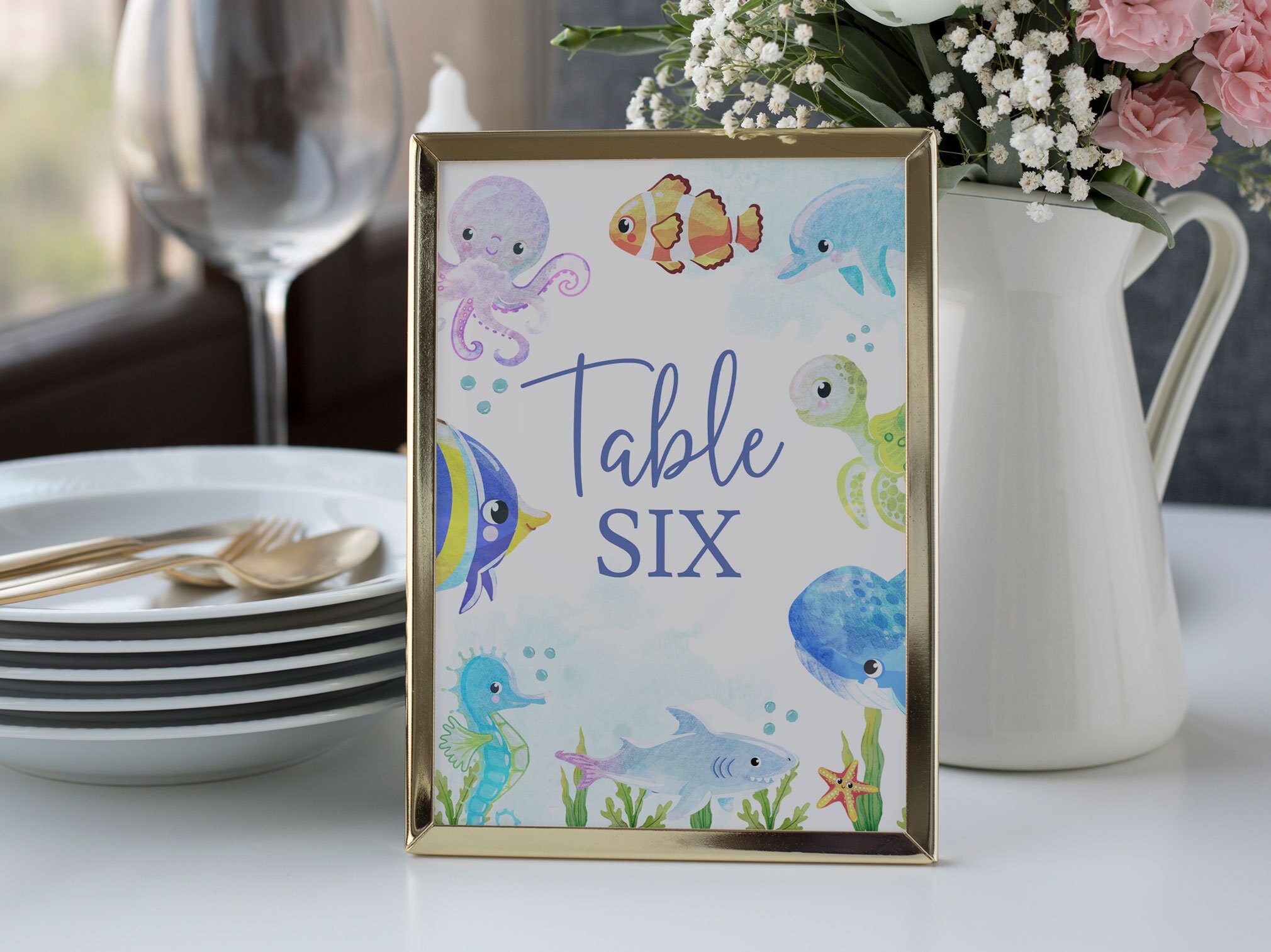 EDITABLE Under the Sea Table Numbers Pastel Nautical Theme - Etsy
