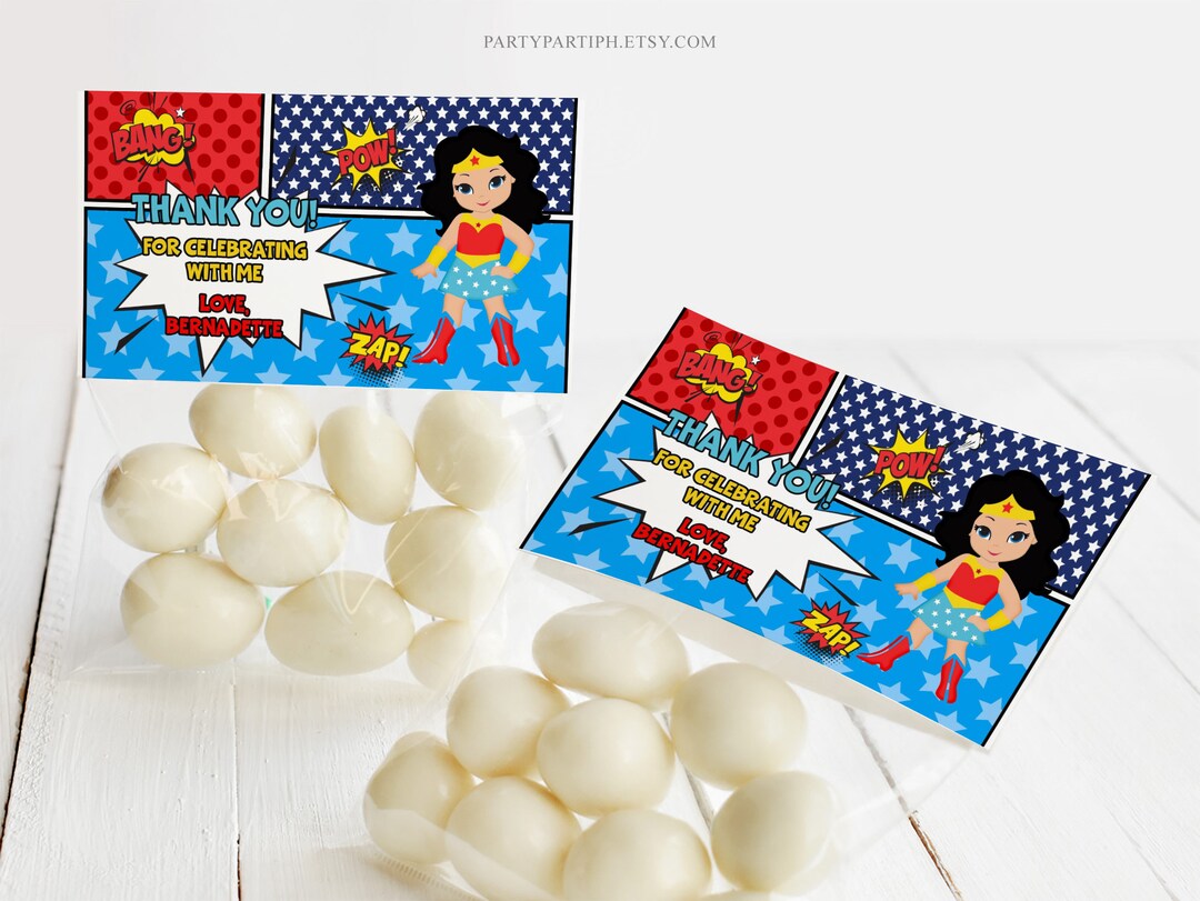 Editable Superhero Birthday Party Treat Bag Labels Template Instant ...