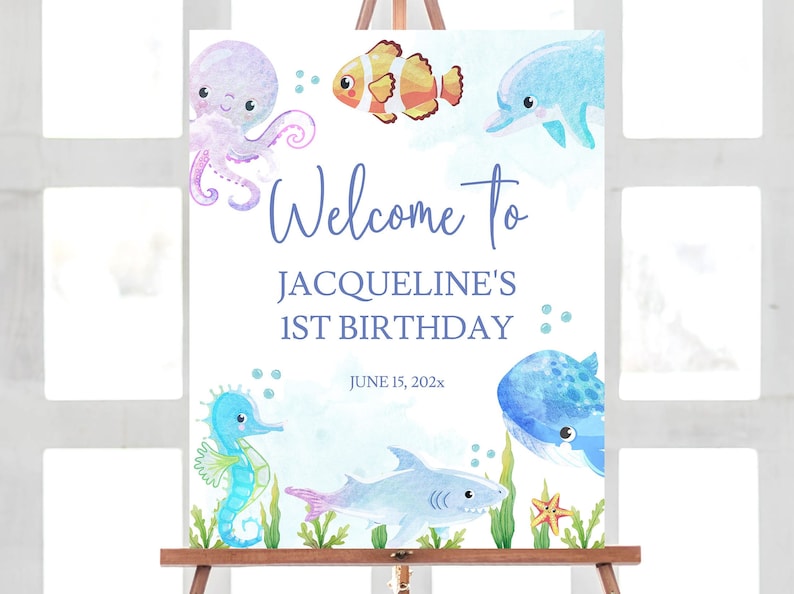 EDITABLE Under the Sea Birthday Welcome Sign Nautical Theme - Etsy