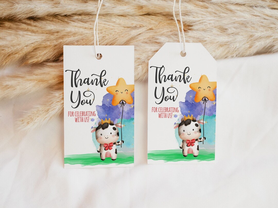 Editable Cow Thank You Tags Template Instant Download Baby Shower ...