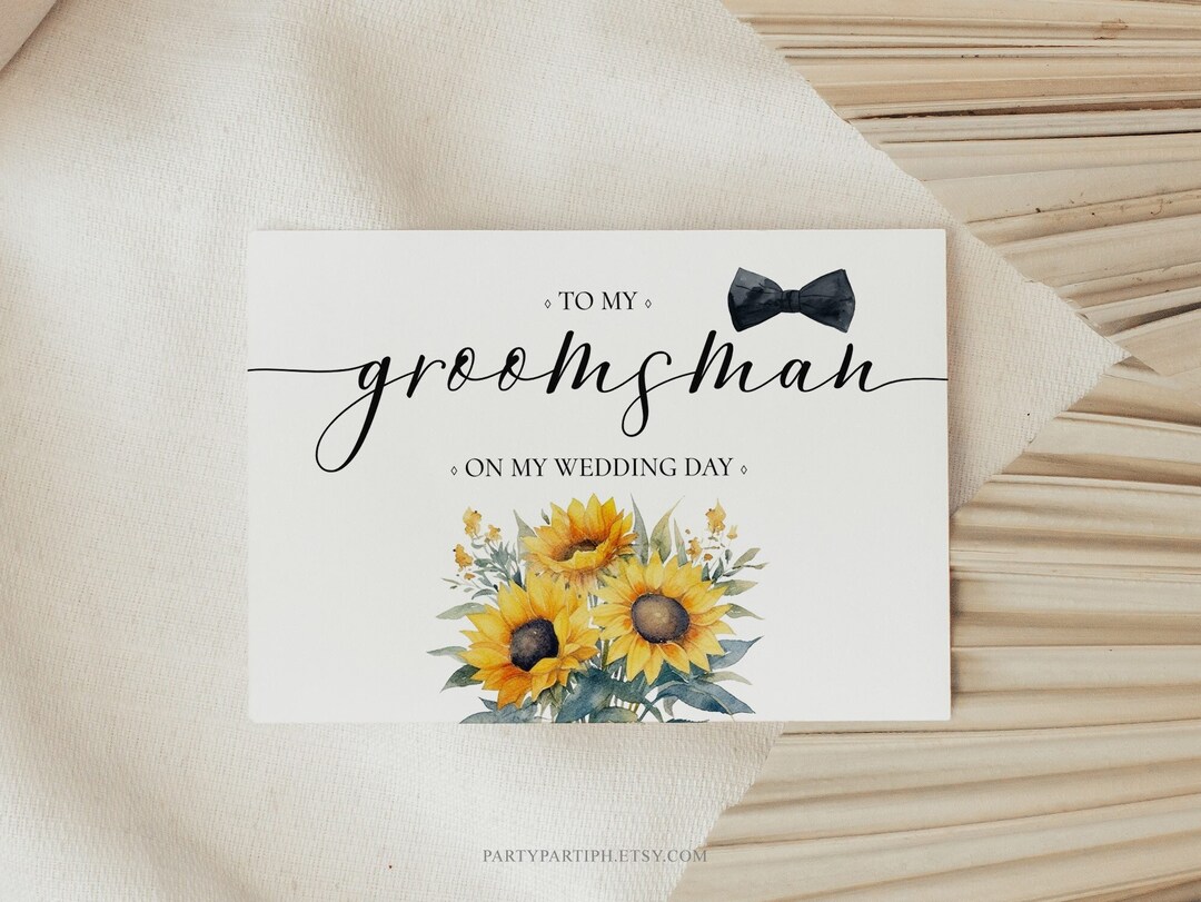 EDITABLE Sunflower Wedding Note Card Template to My Groomsman Note Card ...