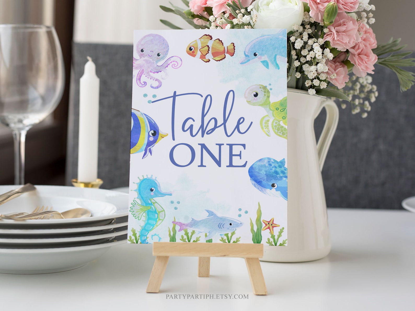 EDITABLE Under the Sea Table Numbers Template Pastel Nautical Theme ...