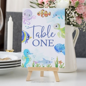 EDITABLE Under the Sea Table Numbers Template Pastel Nautical Theme ...