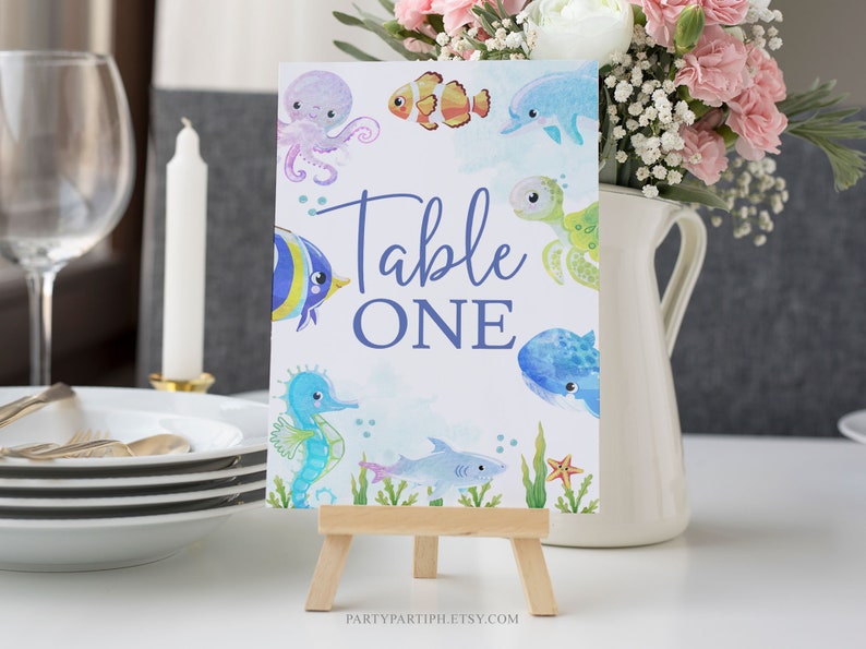EDITABLE Under the Sea Table Numbers Template Pastel Nautical Theme ...