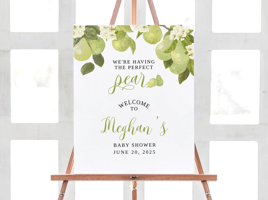 Editable Pear Baby Shower Welcome Sign Perfect Pear Welcome - Etsy
