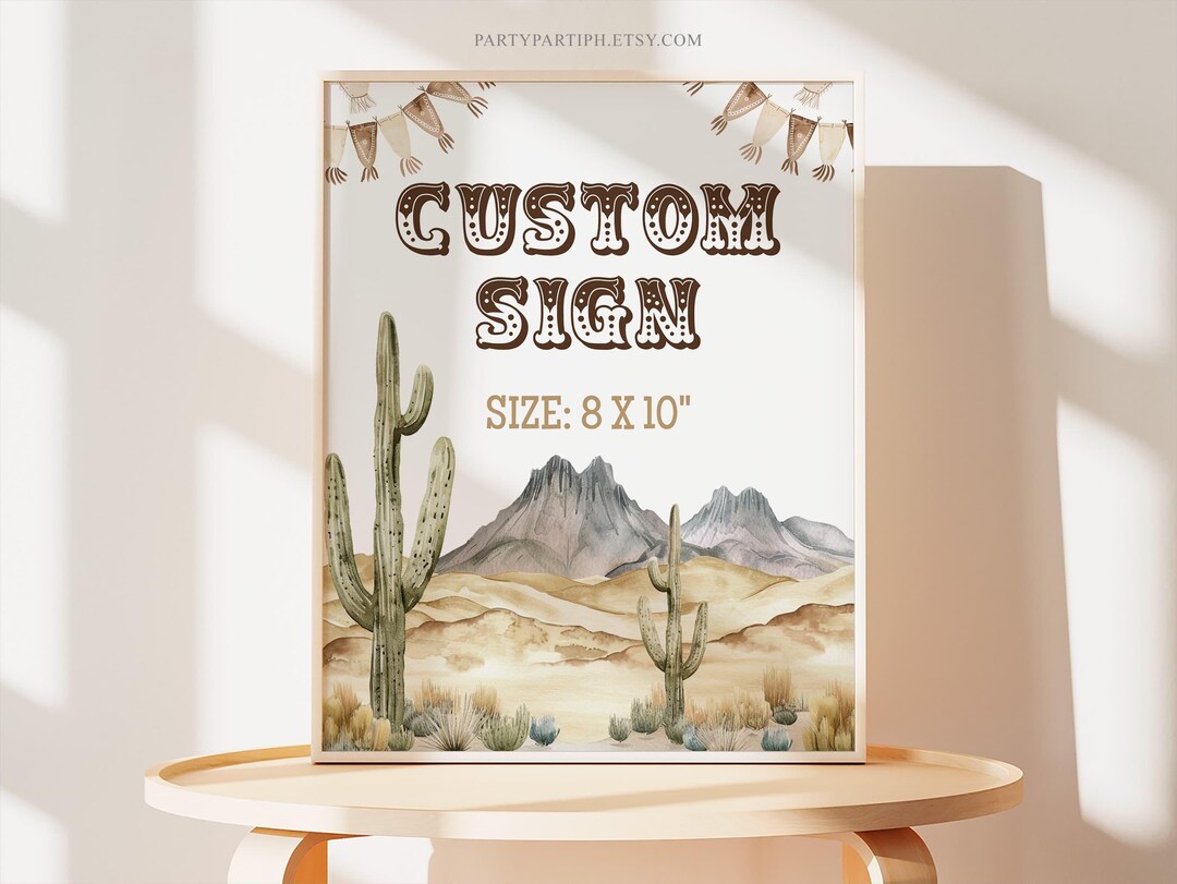 EDITABLE Cowboy Theme Custom Sign Birthday Template Table Sign Rodeo ...