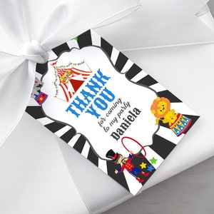 Editable Circus Favor Tag Carnival Gift Tag Circus Carnival Birthday ...