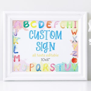 Editable Alphabet Custom Sign Alphabet Birthday Table Sign Instant ...