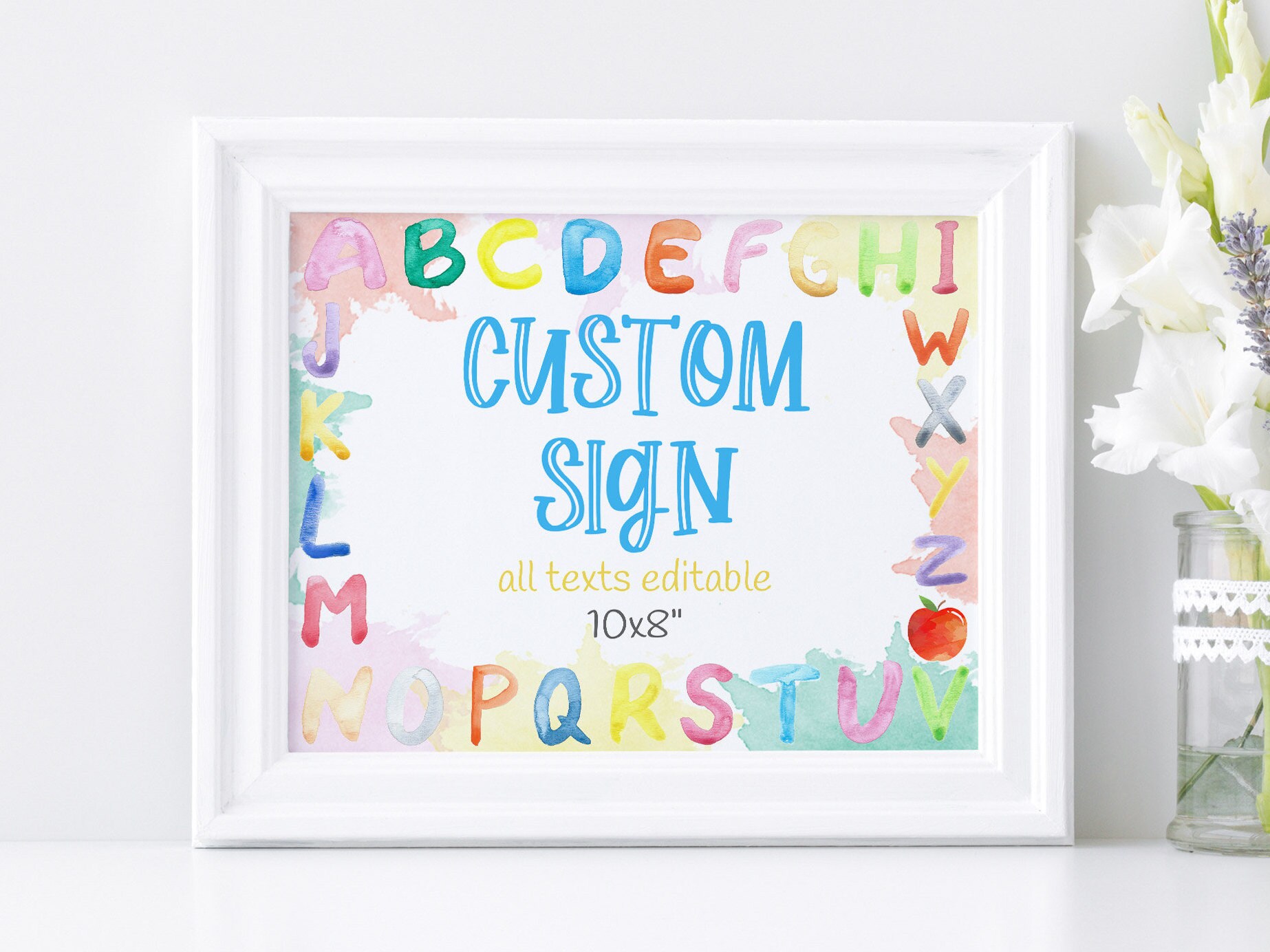 Editable Alphabet Custom Sign Alphabet Birthday Table Sign Instant ...