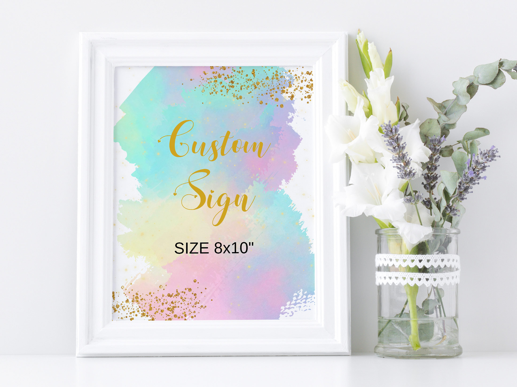 Editable Rainbow Custom Sign Pastel Rainbow Table Sign Pastel Rainbow ...