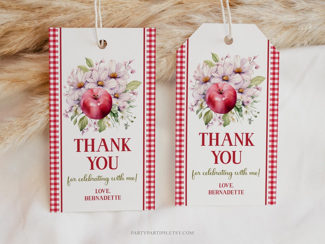 Editable Apple Party Thank You Tags Template Instant Download Apple ...