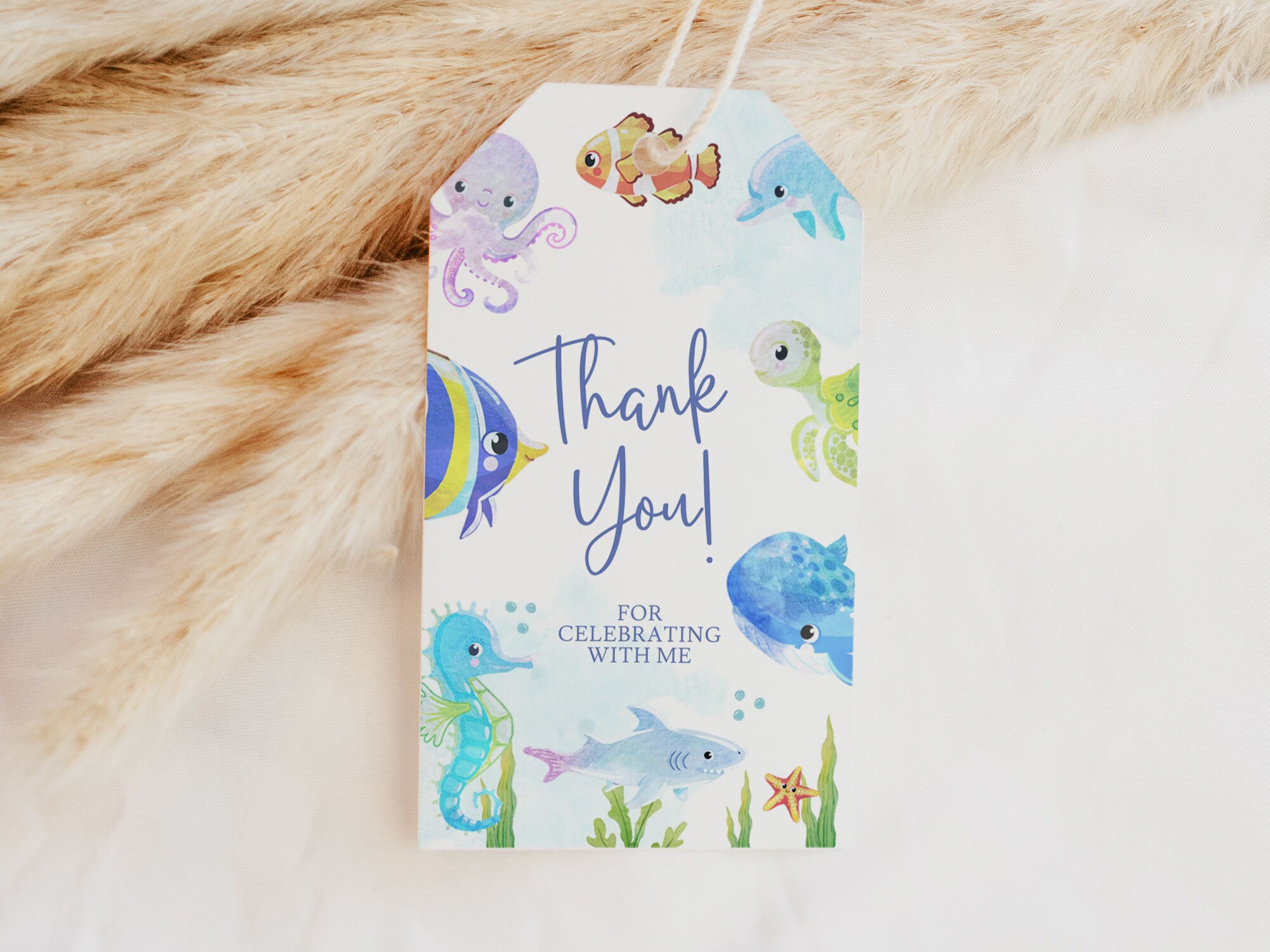 EDITABLE Under the Sea Thank You Tags Nautical Theme Gift Tags Thank ...