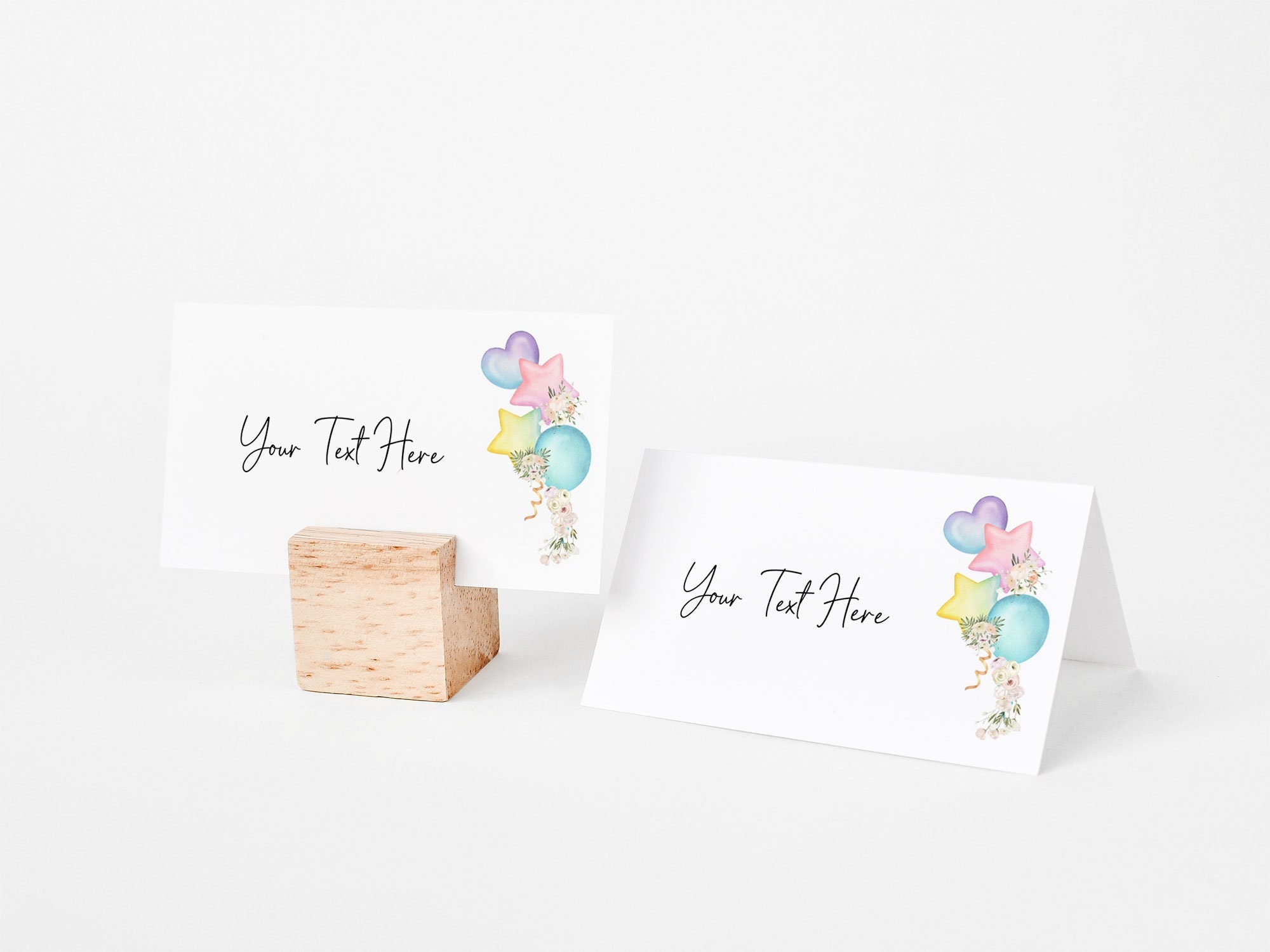 Editable Rainbow Balloons Place Cards Template Instant Download Table ...