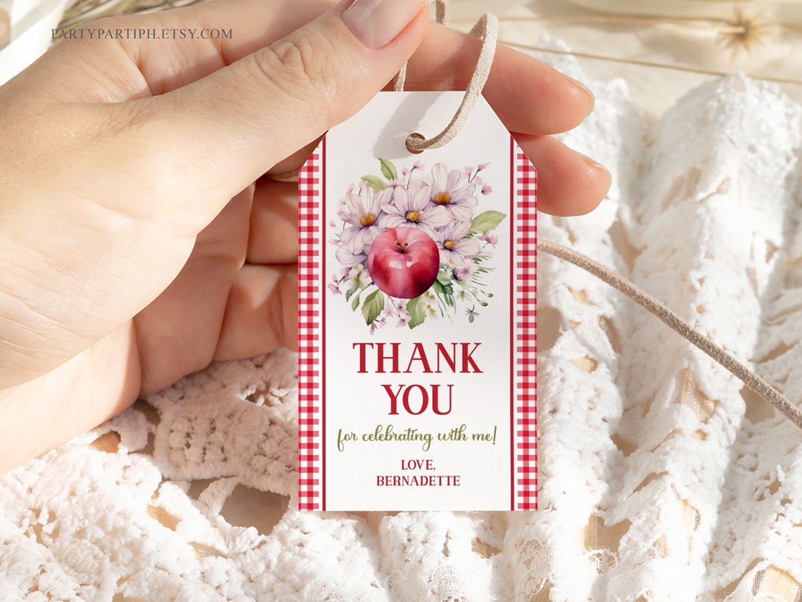 Editable Apple Party Thank You Tags Template Instant Download Apple ...