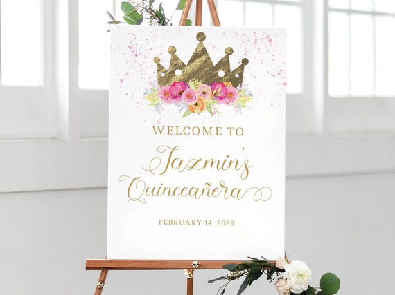 Editable Quinceanera Welcome Sign, Templett Template, Mis Quince Anos ...