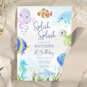 EDITABLE Under the Sea Birthday Invitation Template Splish Splash ...