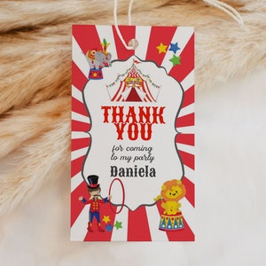 Editable Circus Favor Tag Carnival Gift Tag Circus Carnival Birthday ...