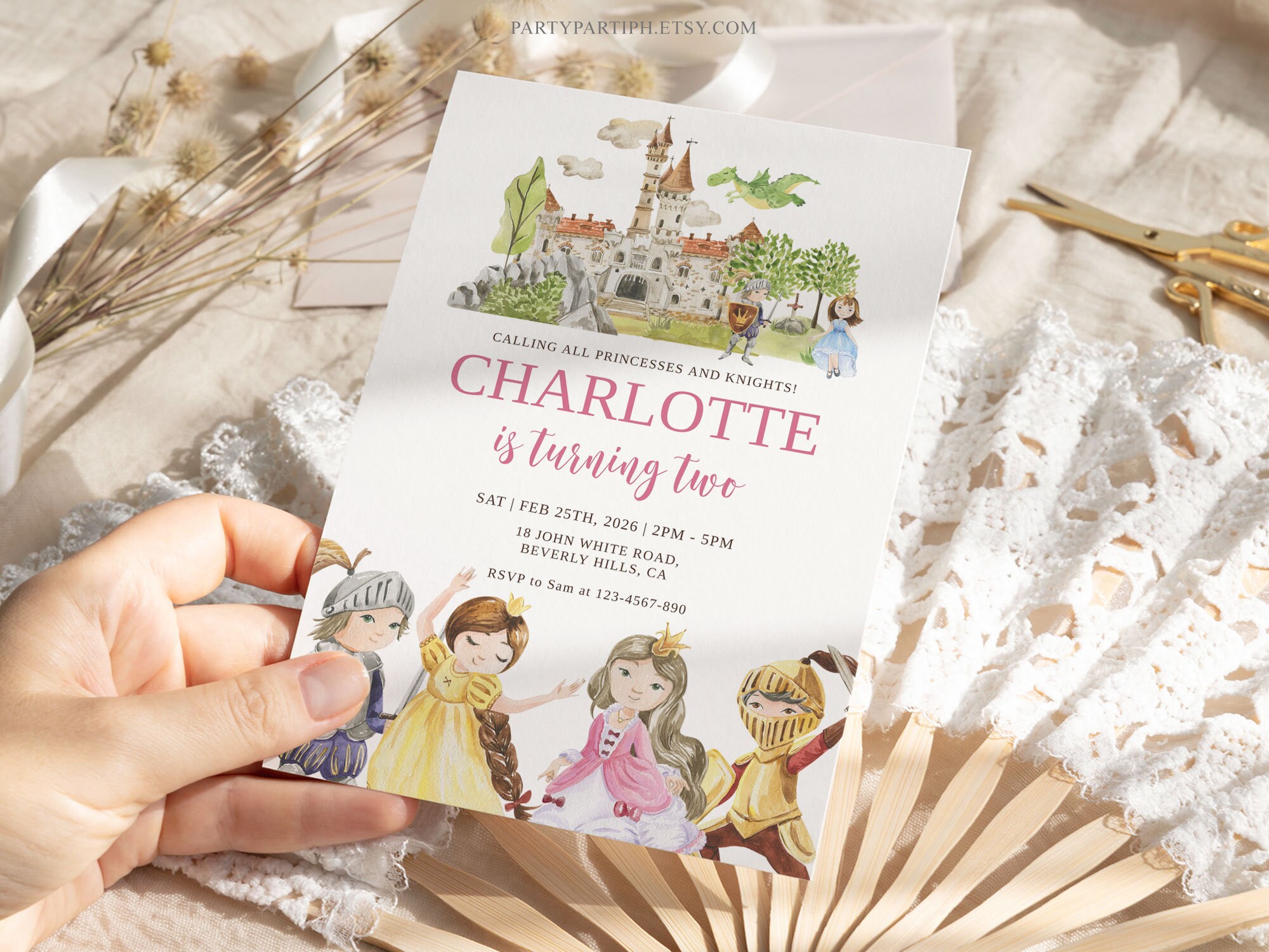 Editable Fairytale Birthday Invitation Template Knights and Princesses ...