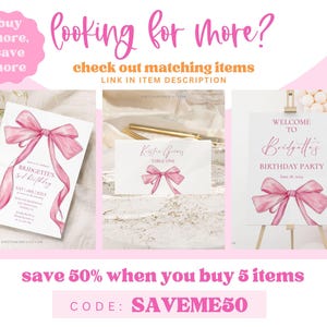 EDITABLE Pink Bow Round Birthday Favor Tag Template Cute Girl Bow Thank ...