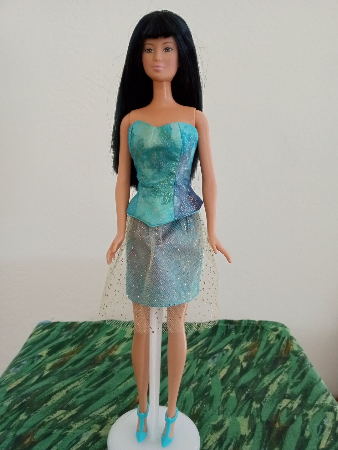 Two-piece Gold-speckled Batik Party Dress for Barbie by LMS - Etsy