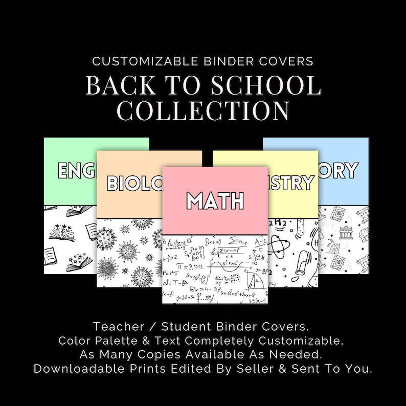 Back to School Binder Covers Spines Teacher Supplies Student ...