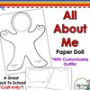 Printable Paper Doll, PDF Printable Paper Doll, All About Me, All About ...