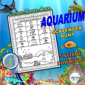 Aquarium, Scavenger Hunt, Color Your Own, Scavenger Hunt Game, Ocean ...