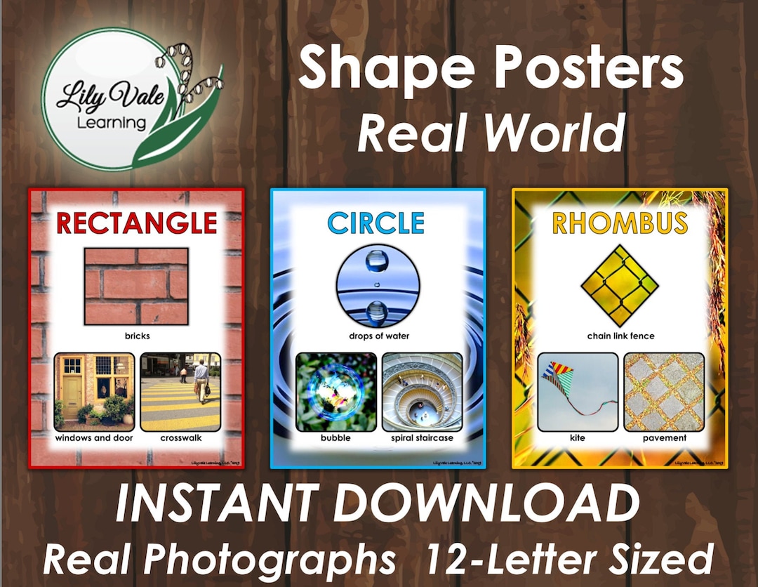 Printable Shape Posters, Nature Shapes, Shape Learning, Preschool ...