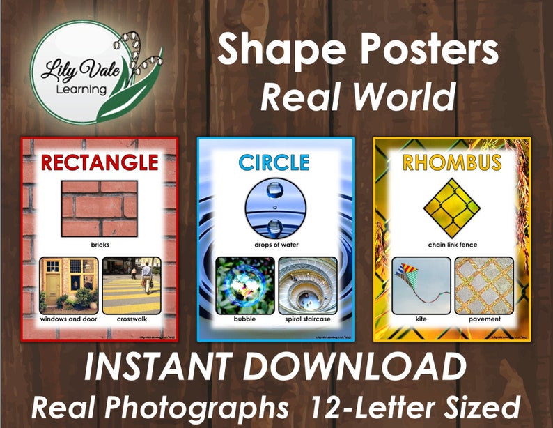 Printable Shape Posters, Nature Shapes, Shape Learning, Preschool ...