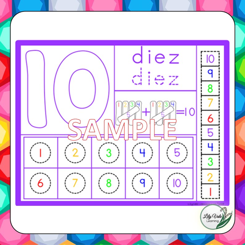 Number Learning Activity, Number 1-10, Number Mats, Spanish Preschool ...