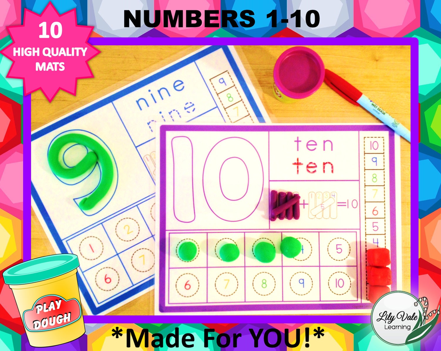 Number Play Dough Mats Play Doh Number Printables Preschool | Etsy