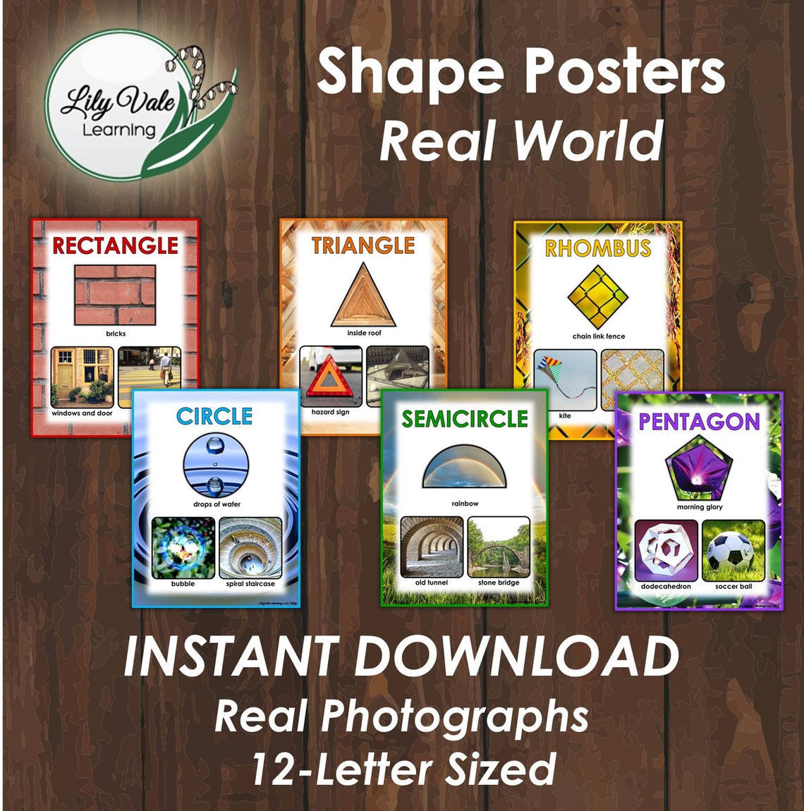 Printable Shape Posters, Nature Shapes, Shape Learning, Preschool ...