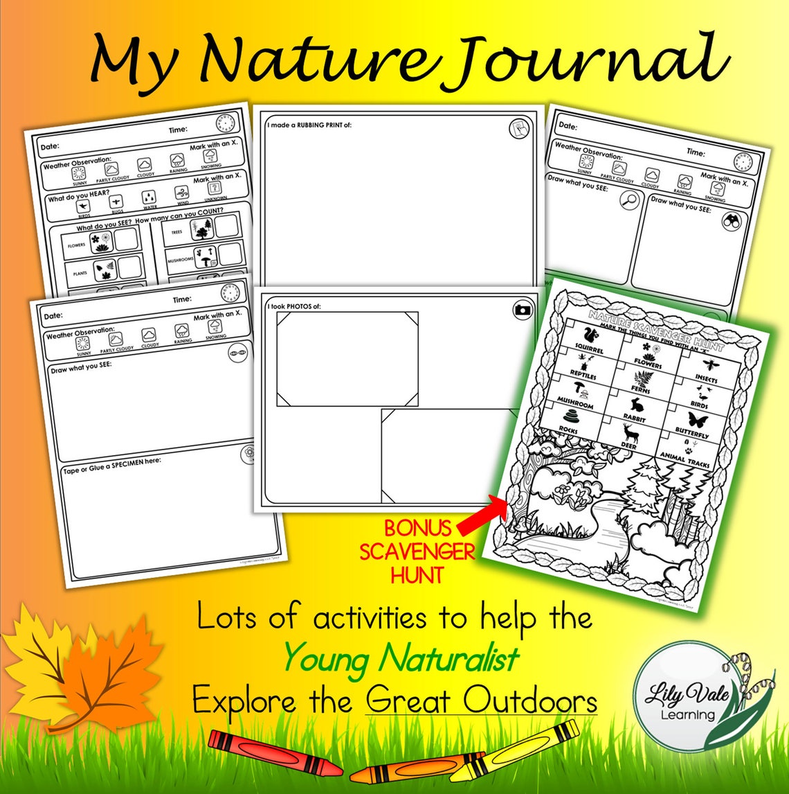 PRINTABLE Nature Journal, Nature Journal for Kids, Scavenger Hunt ...