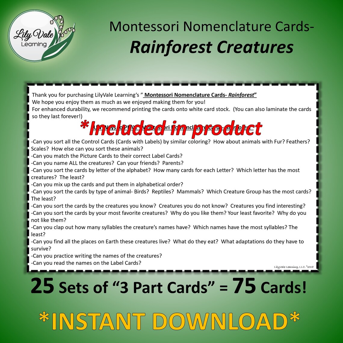 Printable Flashcards, JUNGLE Animal Cards, Montessori Flashcards ...