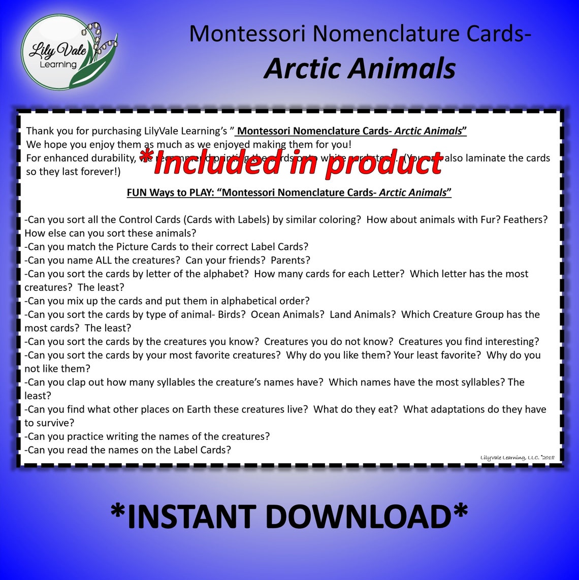 Printable Flashcards, Polar Animals, Montessori Flashcards, ARCTIC ...