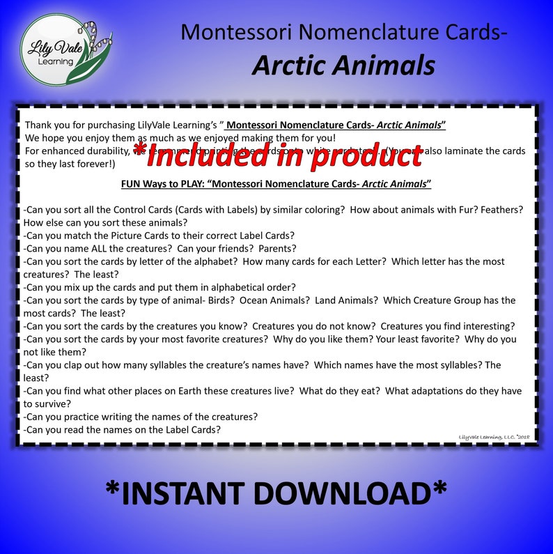 Printable Flashcards, Polar Animals, Montessori Flashcards, ARCTIC ...