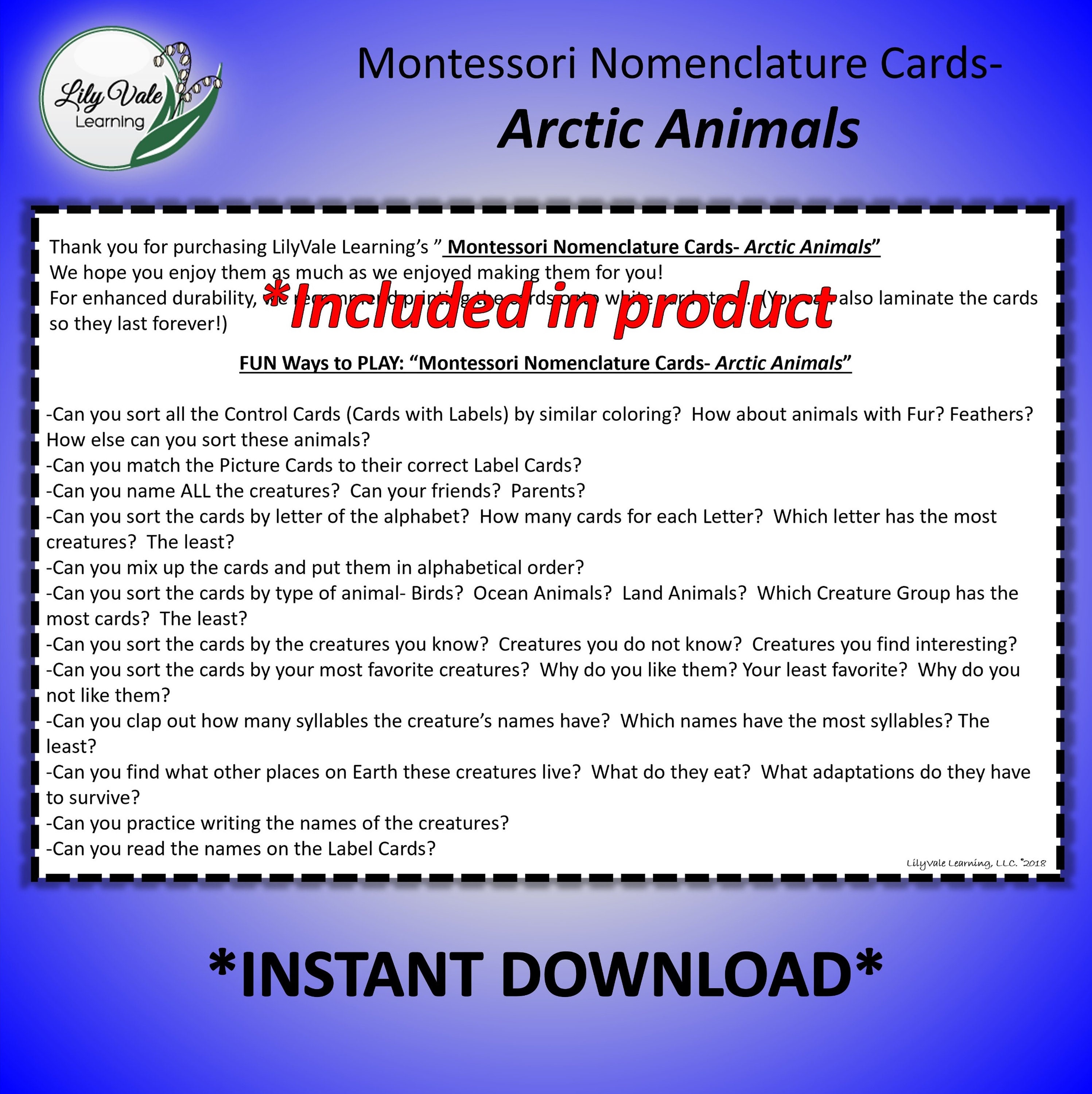 Printable Flashcards, Polar Animals, Montessori Flashcards, ARCTIC ...