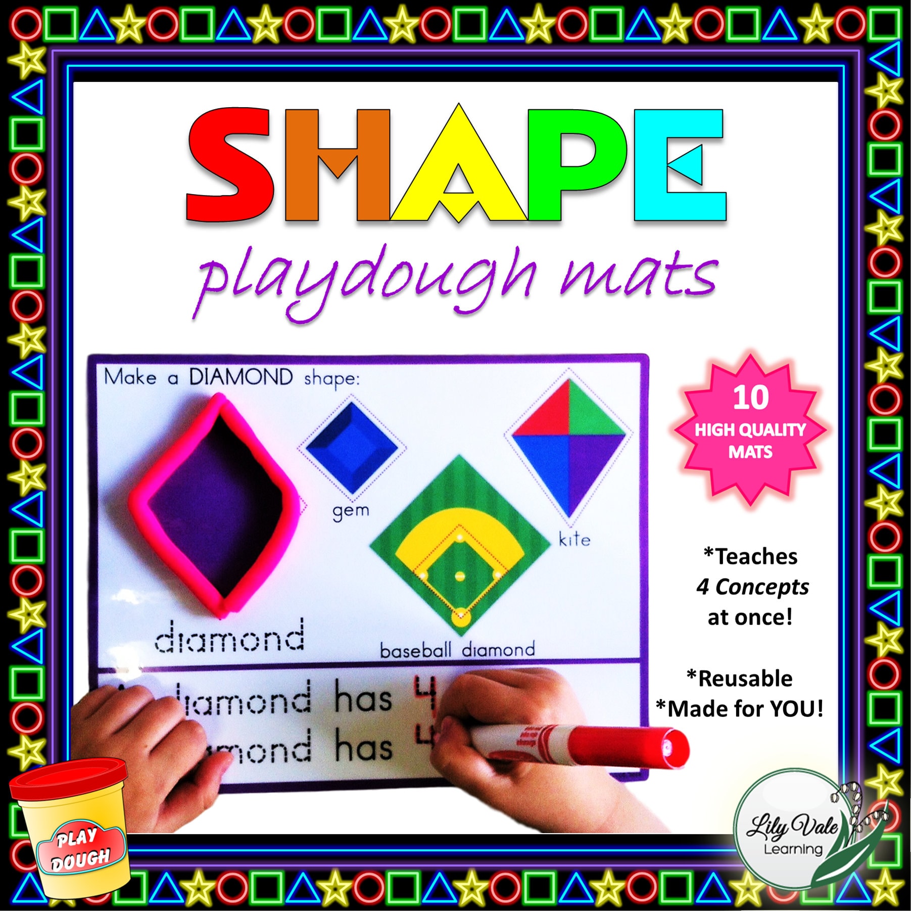 Shape Playdough Mats, Preschool Shapes, Montessori Shapes, Shape ...