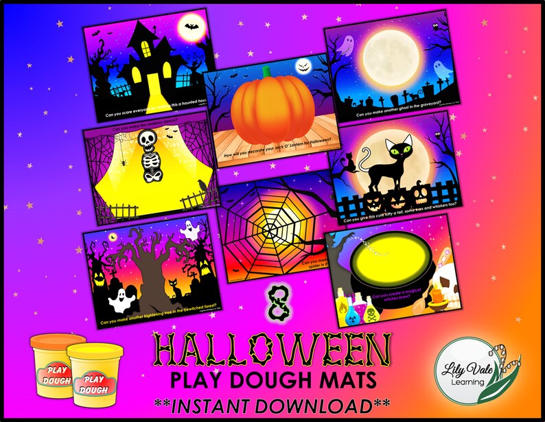 Halloween Playdough Mats, Kid Halloween Activity, Playdough Party ...