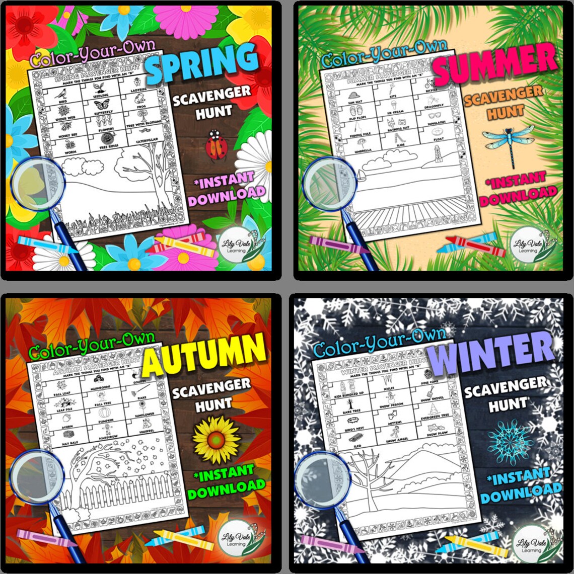 Scavenger Hunt Color Your Own Printable Scavenger Hunt - Etsy