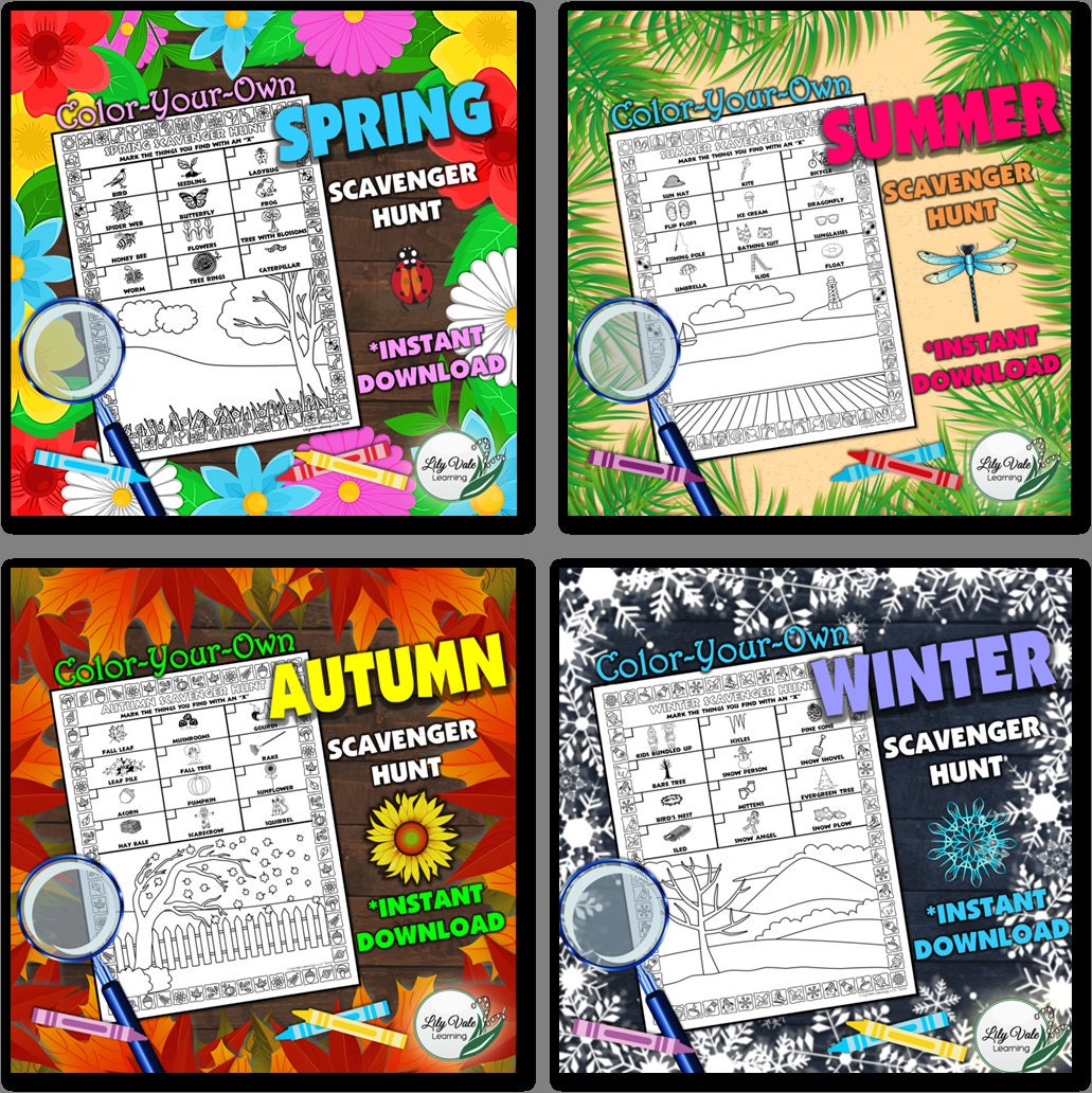 Scavenger Hunt, Color Your Own, Printable Scavenger Hunt, Scavenger ...