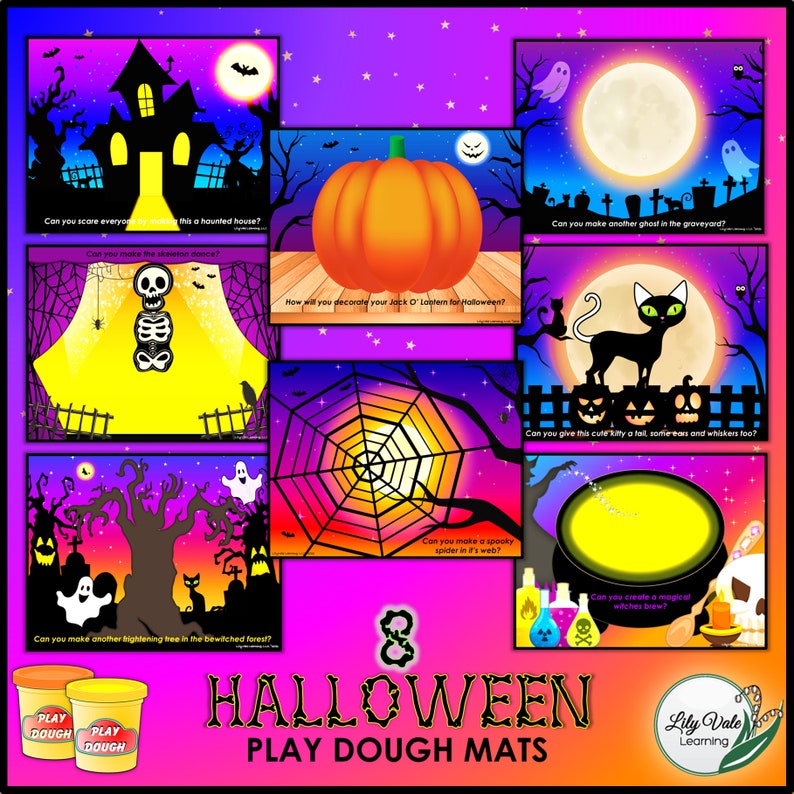 Halloween Playdough Mats, Kid Halloween Activity, Playdough Party ...