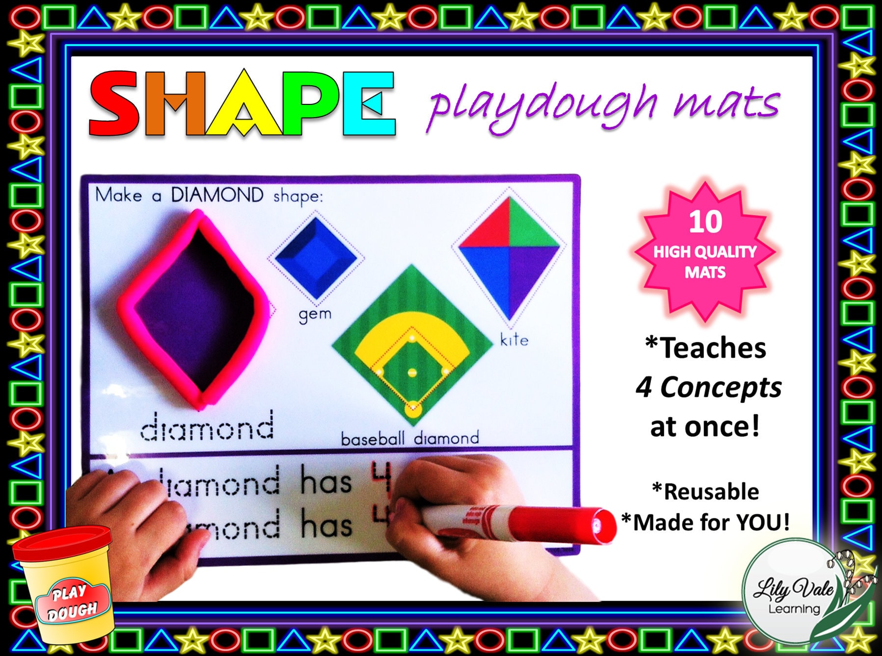 Shape Playdough Mats, Preschool Shapes, Montessori Shapes, Shape ...