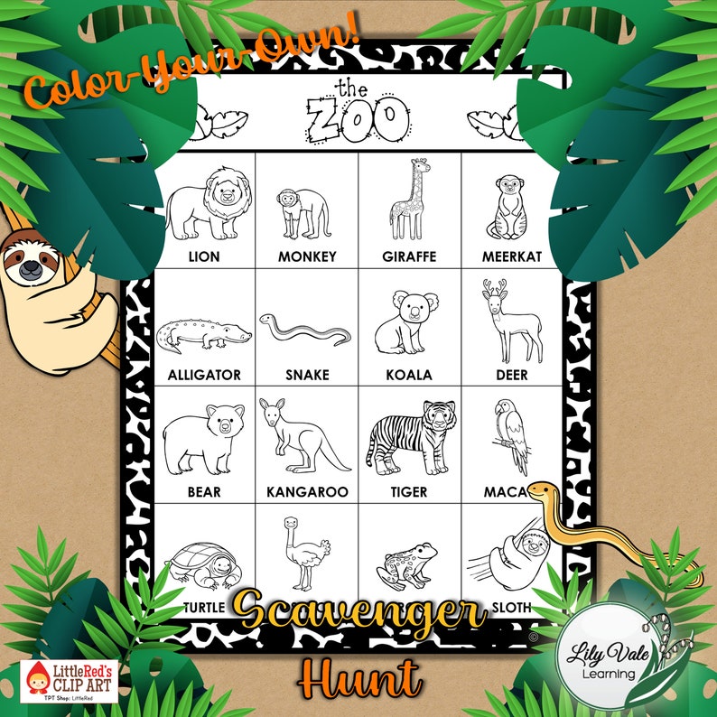 Color Your Own Scavenger Hunt for Kids Printable Scavenger - Etsy
