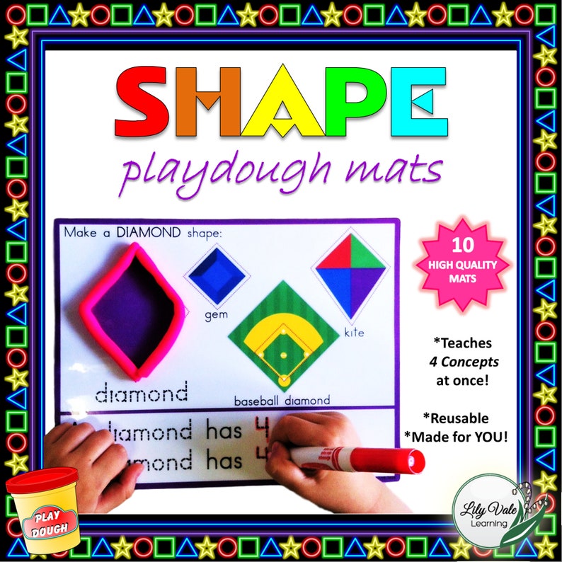 Shape Playdough Mats, Preschool Shapes, Montessori Shapes, Shape ...
