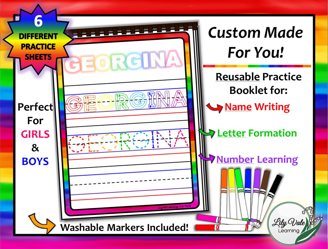 Custom Name Practice Page, My Name, Letter Writing, Activity Book ...